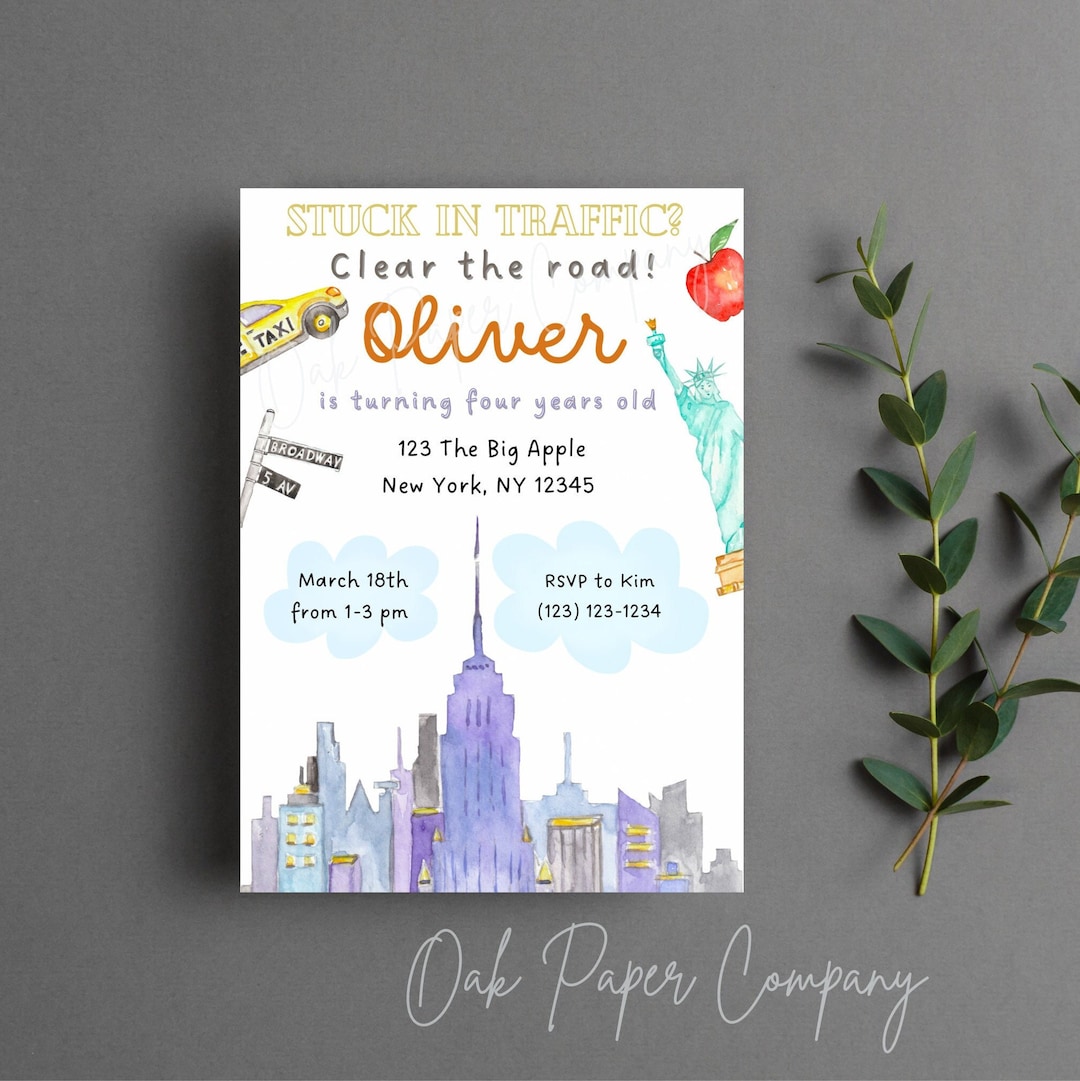 New York City Invitation, Birthday Invite, Bachelorette Big City Invite ...