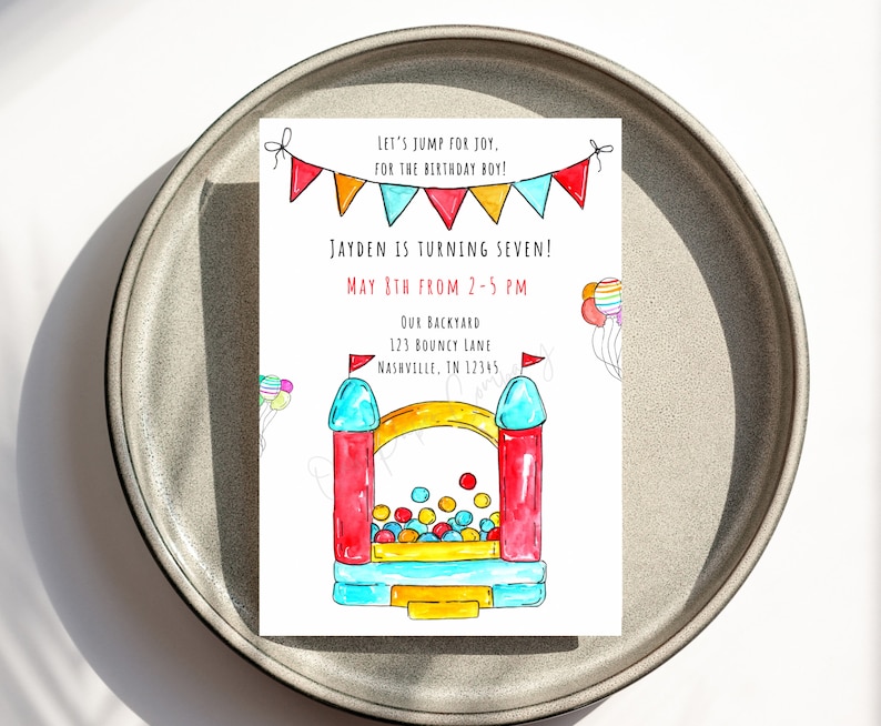 Bouncy House Birthday Invitation: Trampoline Party Invites - Etsy