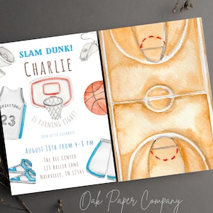 Blue Basketball Birthday Invitation Template: Slam Dunk Party (digital ...