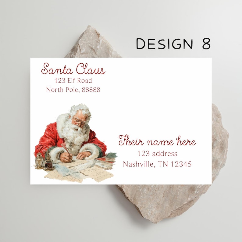 Classic Santa Addressed Christmas Envelopes, Address Printed Envelopes ...