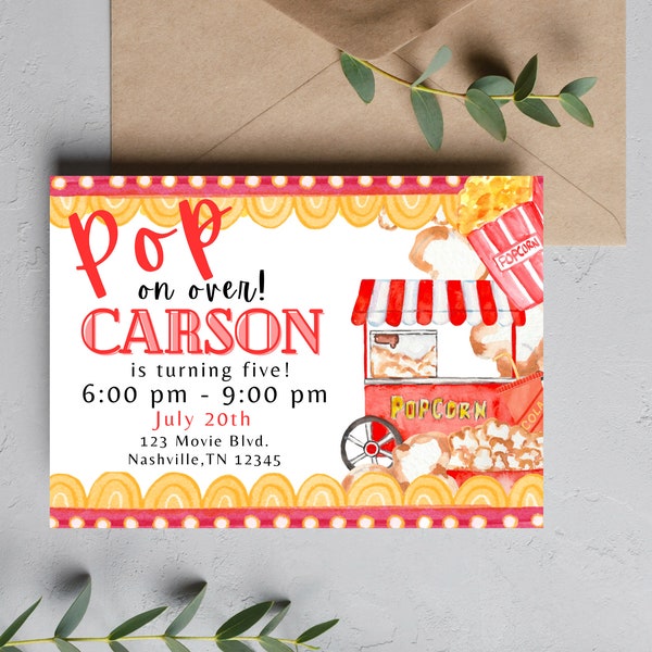 Popcorn Invitation - Etsy