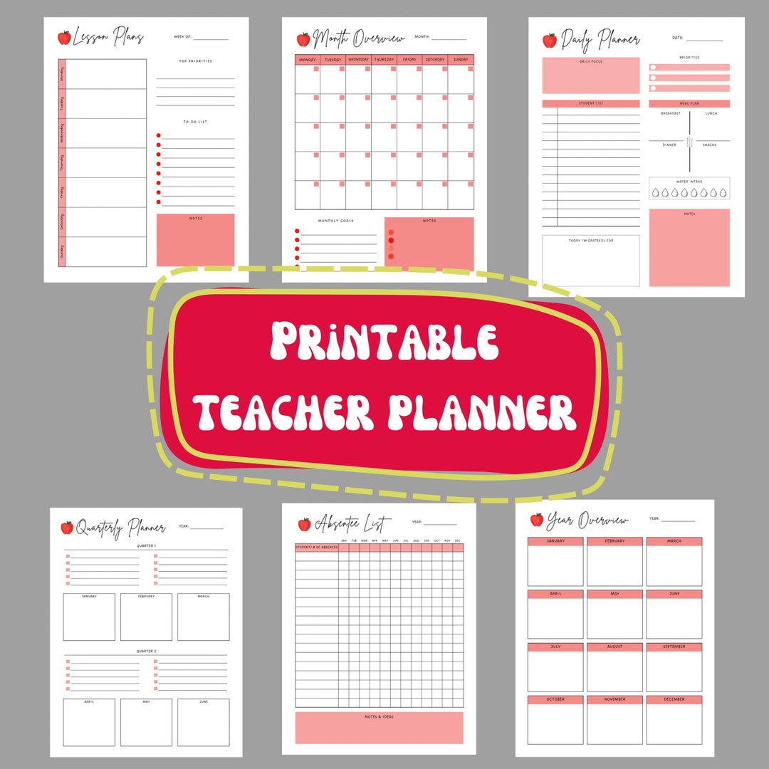 Printable Teacher Planner, Instant Download Teacher Planner, Lesson ...