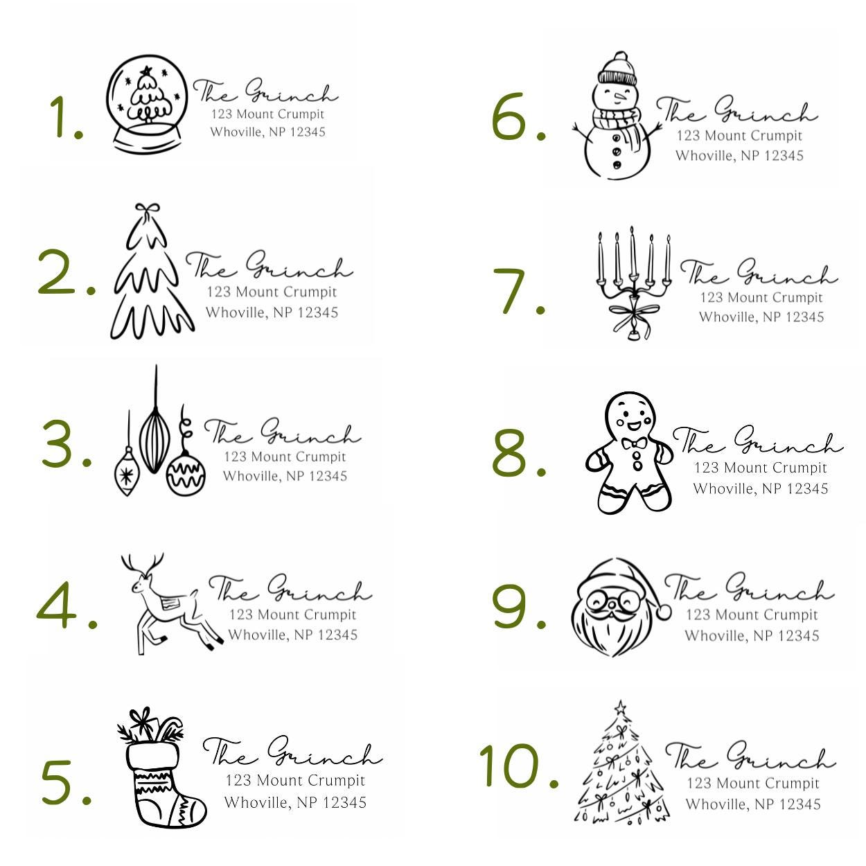 Christmas Address Envelope Printing: Black and White Holiday Printed ...
