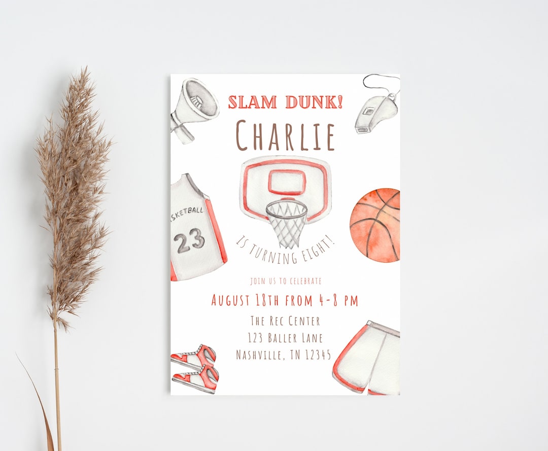 Basketball Birthday Invitation Template: Editable Canva Invite (digital ...
