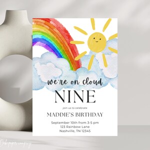 On Cloud Nine Birthday Invite, Instant Download Cloud 9 Invitation ...