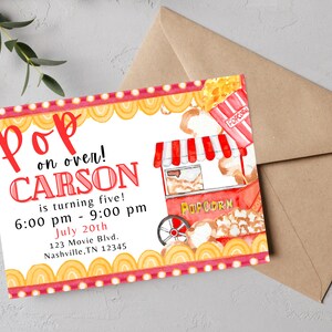 Popcorn Birthday Invitation. Poppin Birthday Invite. Instant Download ...