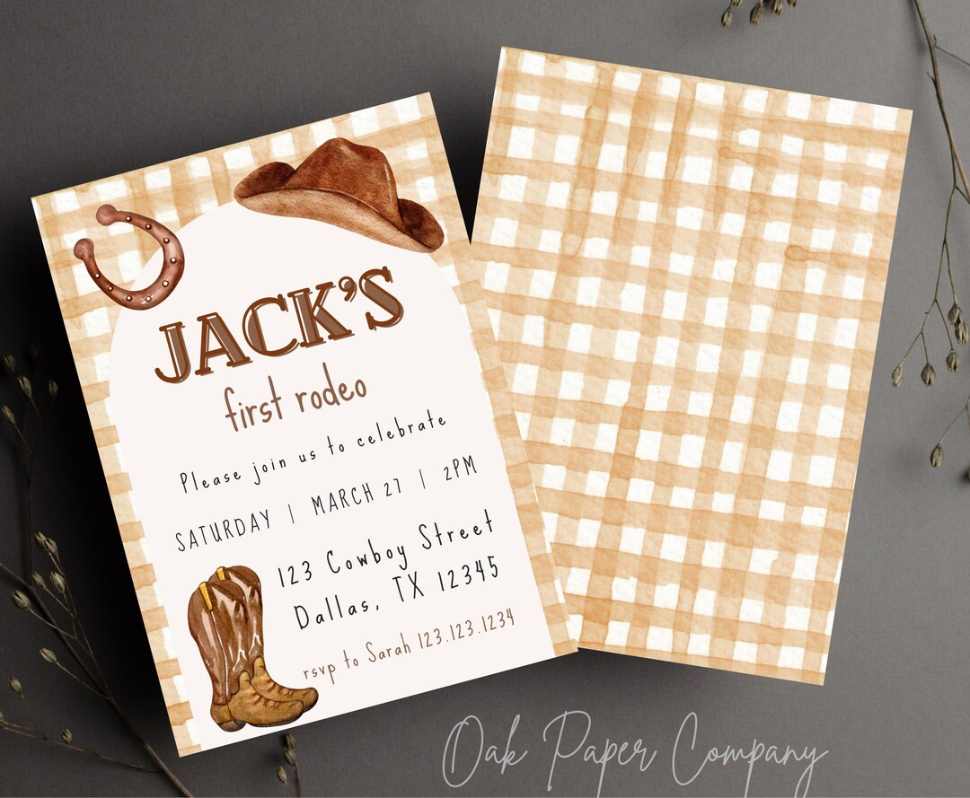 First Rodeo Birthday Invitation, Western Birthday Invite, Cowboy ...