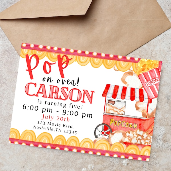 Popcorn Invitation - Etsy