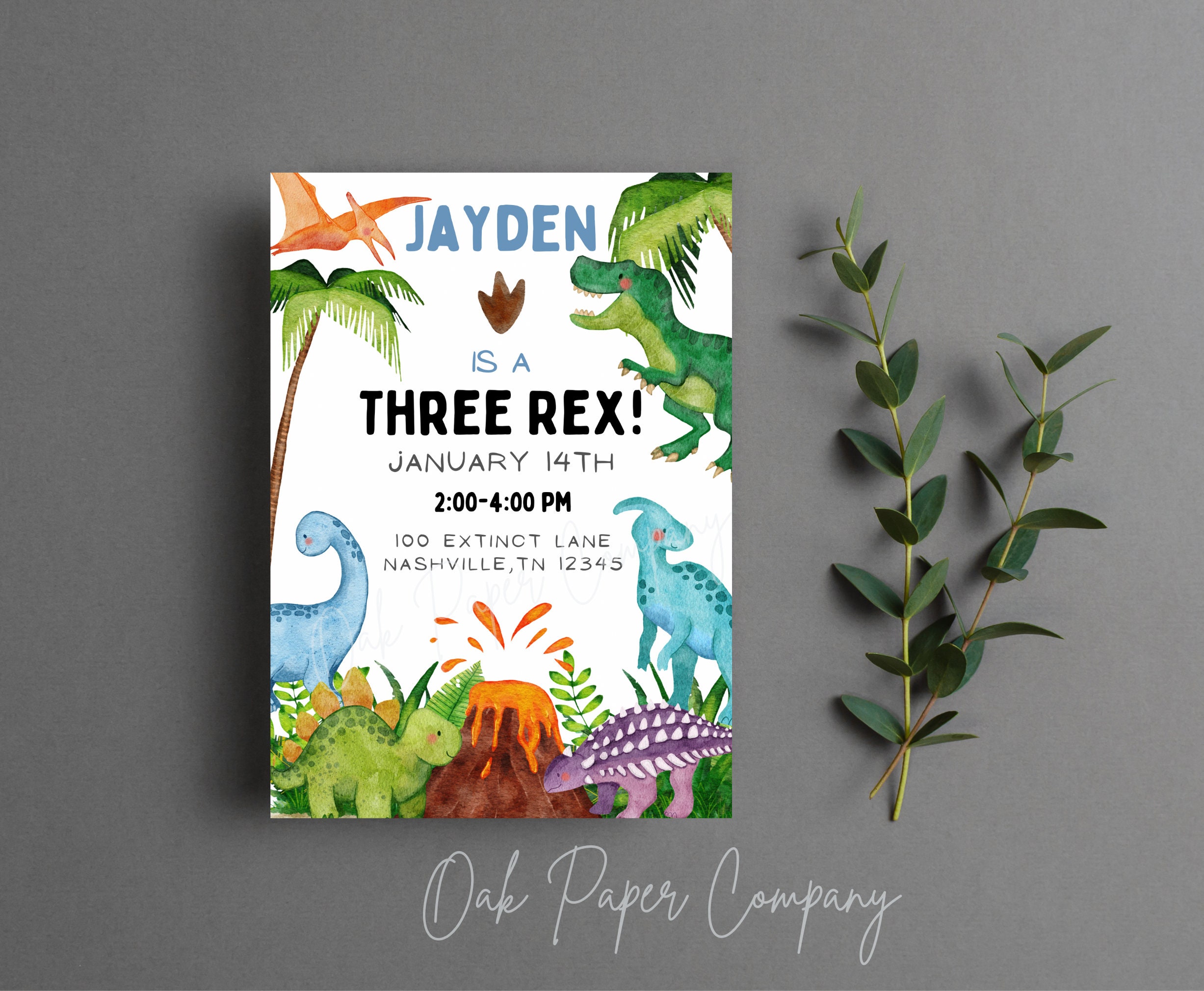 Three Rex Dinosaur Birthday Invitation Editable Printed Dino - Etsy
