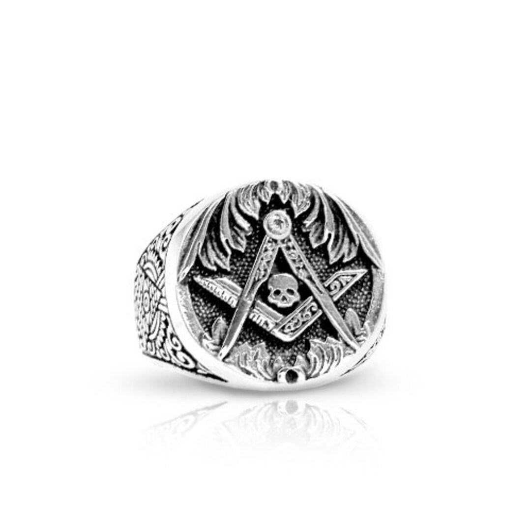 Anello simbolo compasso in acciaio 316L,Anello acciaio simbolo massone ...