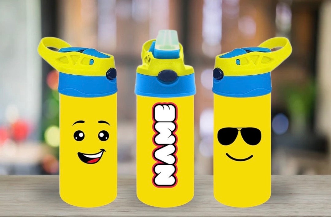 Lego Face Kids Water Bottle, Smiley Face Gifts for Boys, Yellow Boy ...