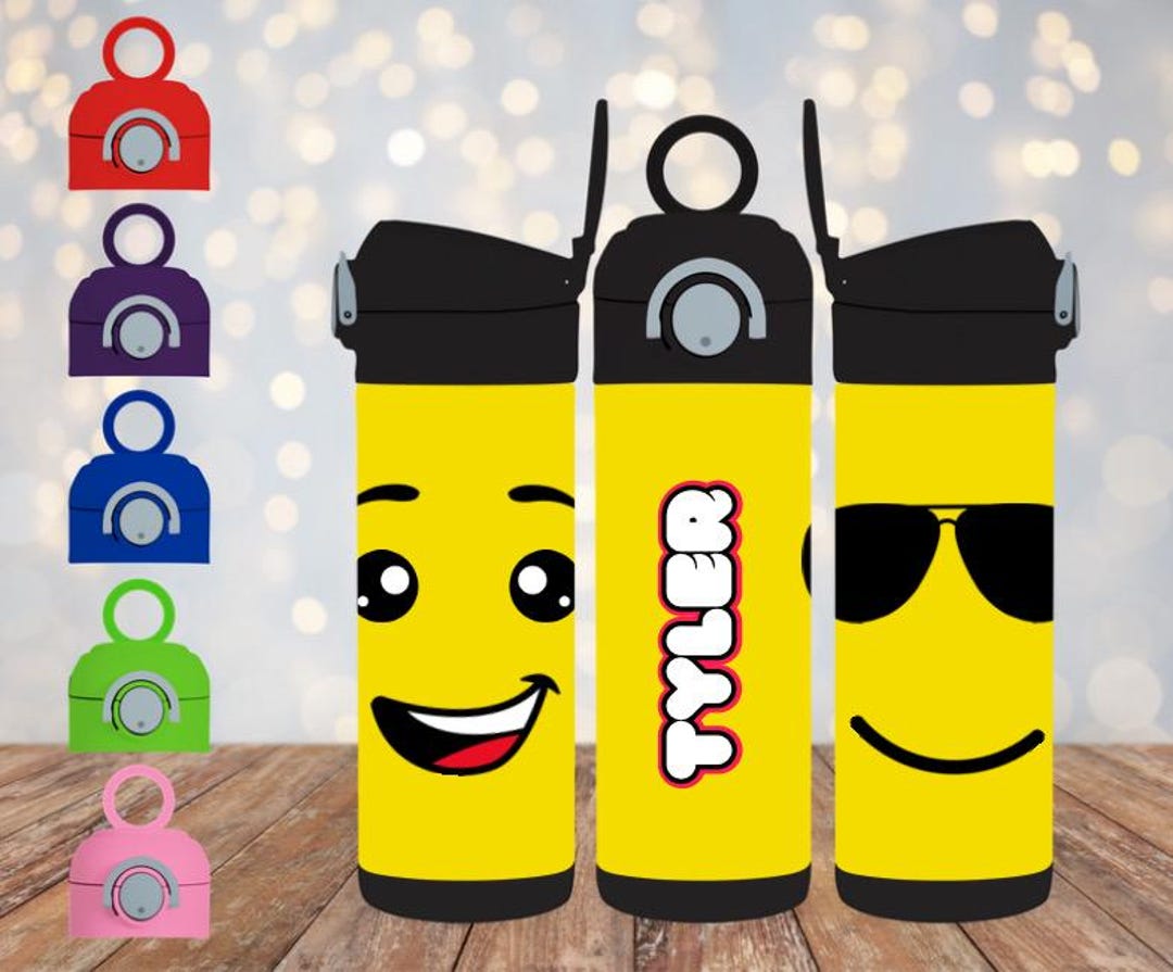 Lego Face Kids Water Bottle, Smiley Face Gifts for Boys, Yellow Boy ...