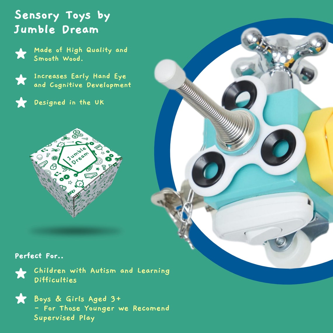 Jumble Dream Wooden Sensory Activity Cube Toy Handmade - Etsy