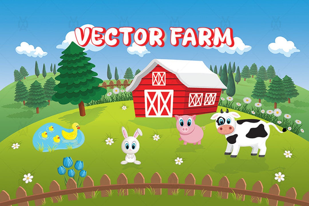 Vector Farm Background | Digital Design | Vector Art Ideal for Printing ...
