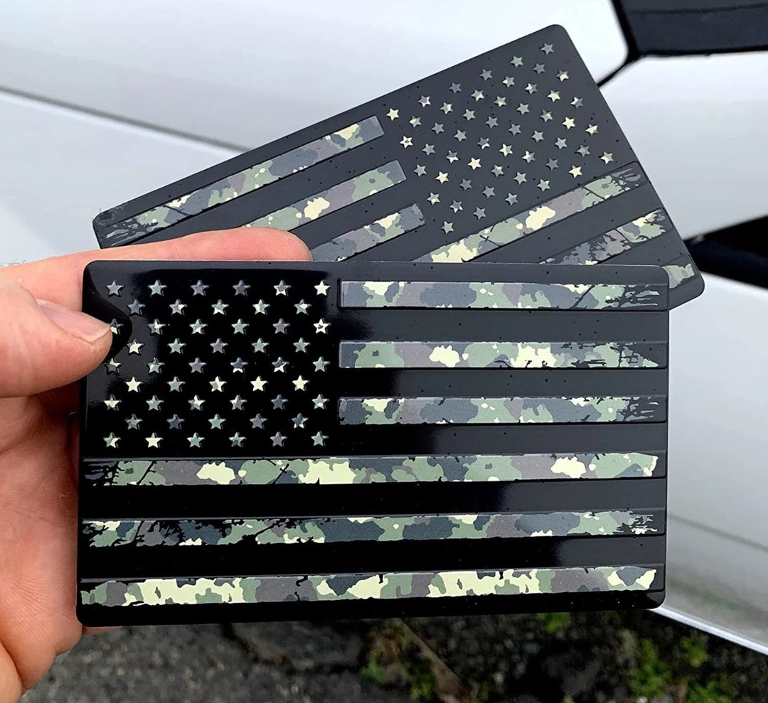 USA American 3D Metal Flag Auto Emblem for Cars Trucks 2pcs Forward and ...