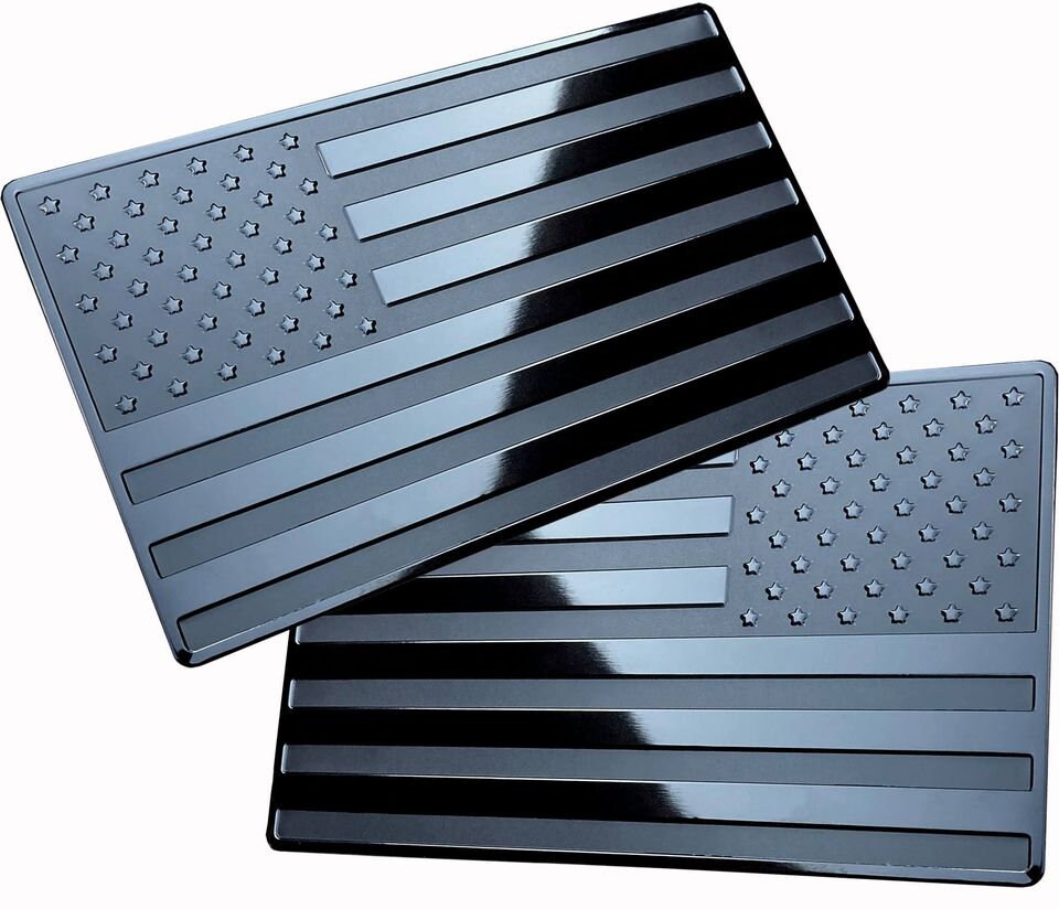 USA Black Metal Flag Emblem for Cars, Trucks 5"x 3" 2pcs Forward and ...