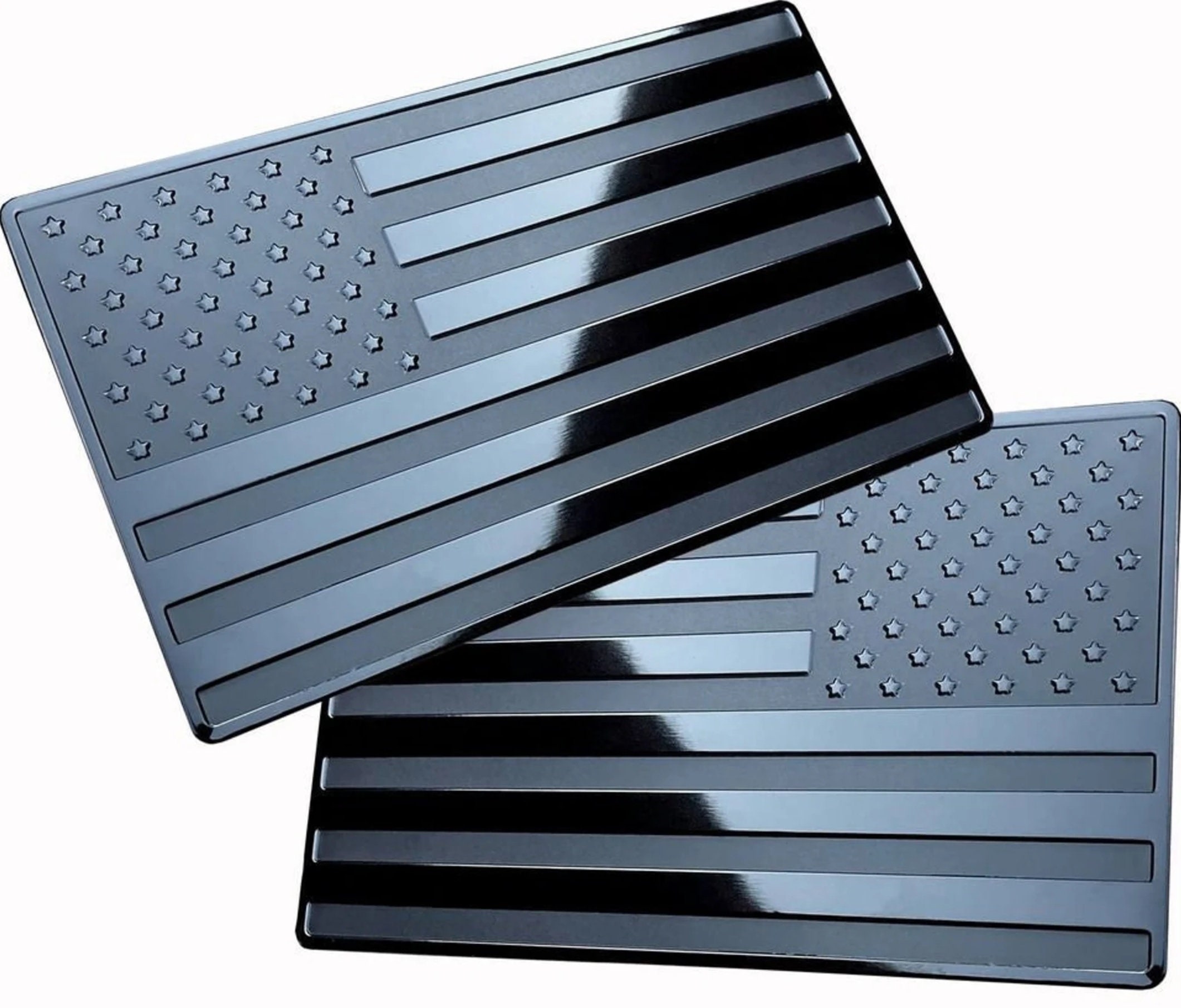 USA American 3D Metal Flag Auto Emblem for Cars Trucks 2pcs Forward and ...