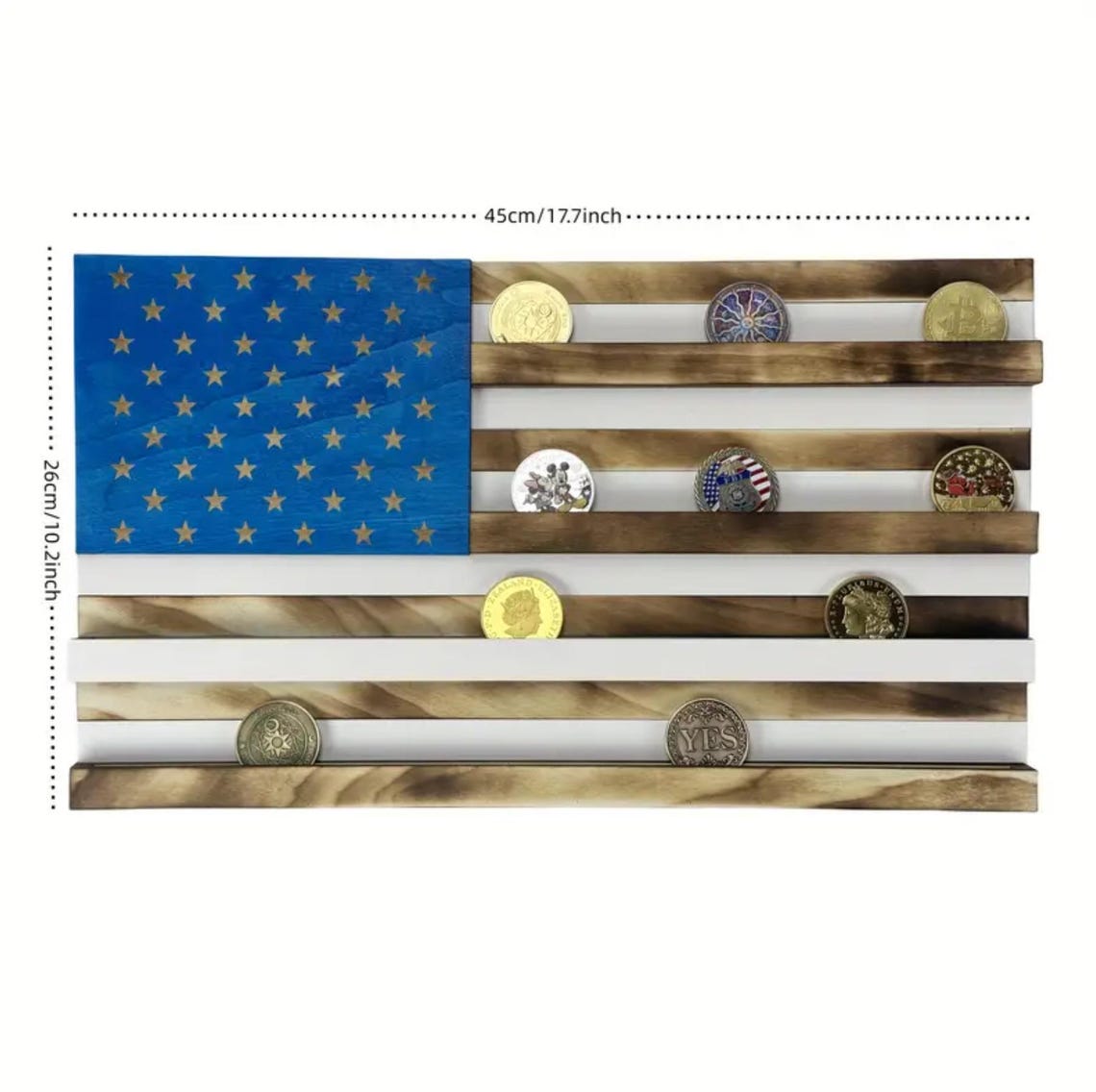 Wooden Coin Holder Display Stand US Flag Challenge Coin Stand Veteran ...