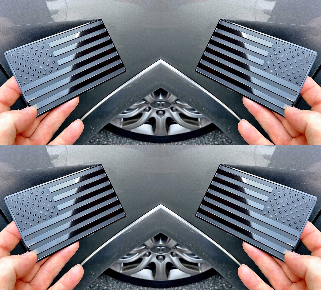 USA Black Metal Flag Emblem for Cars, Trucks 5"x 3" 2pcs Forward and ...