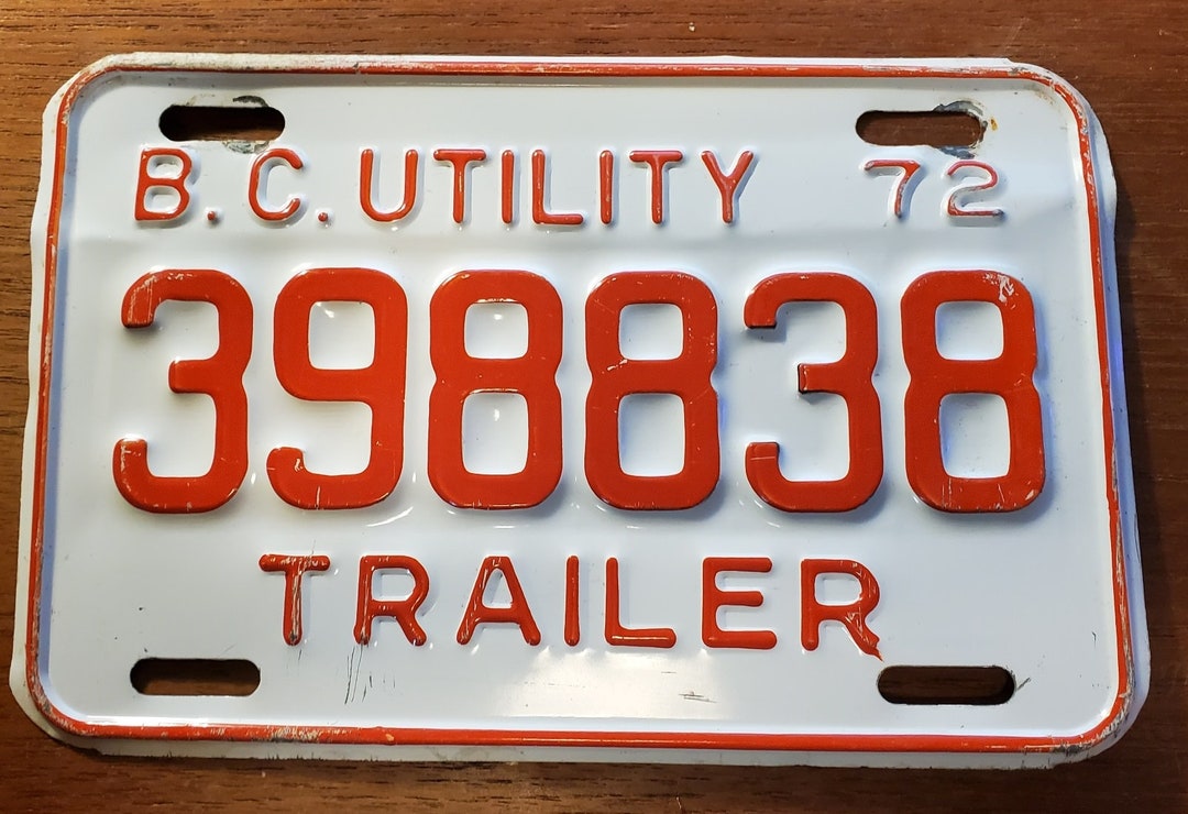 1970's British Columbia Utility Trailer License Plate - Etsy
