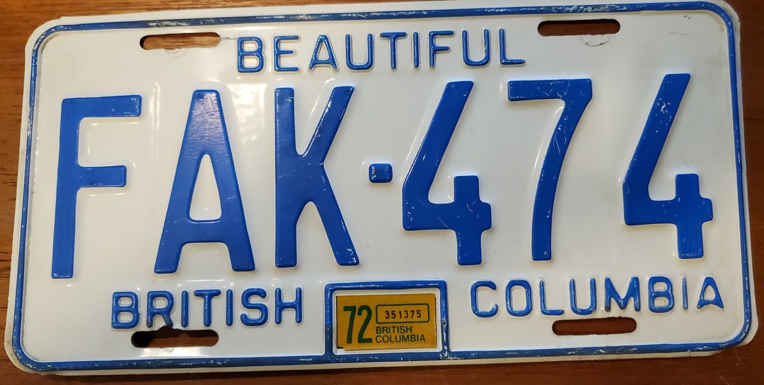 Vintage British Columbia License Plate With Original 1972 Decal - Etsy