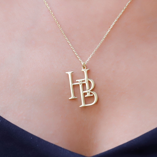 Two Initial Necklace - Etsy