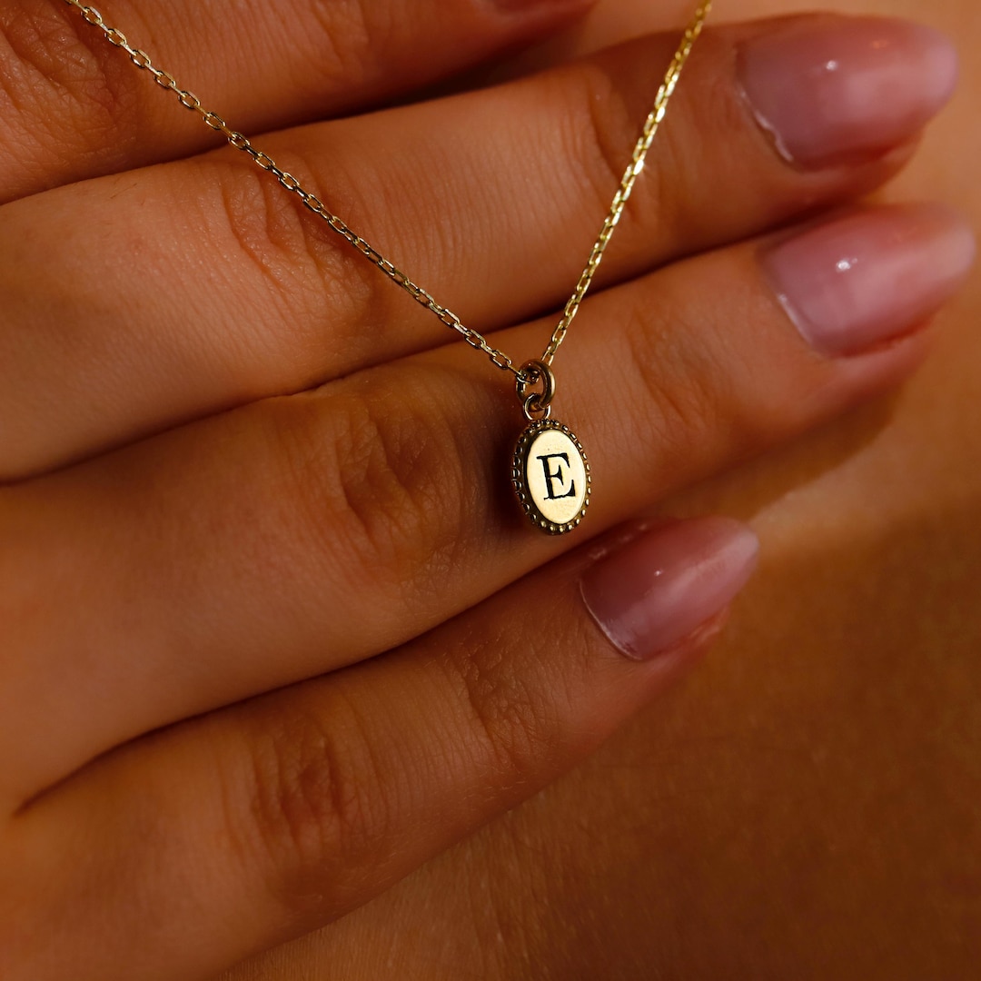 Cute Tag Necklace in 925 Sterling Silver, Gold Letter Pendant ...