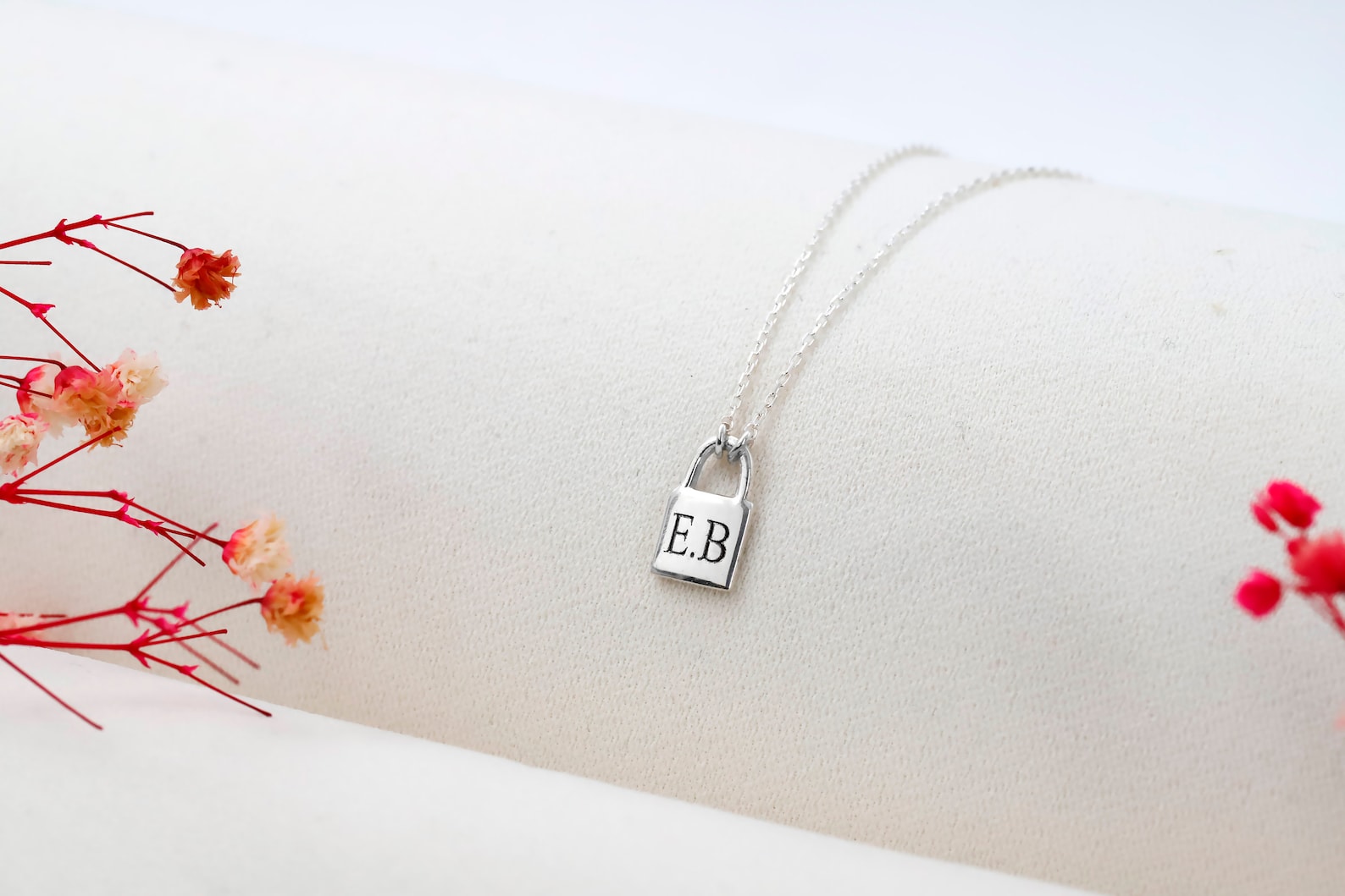 Initial Padlock Necklace: Personalized Sterling Silver Letter Pendant ...