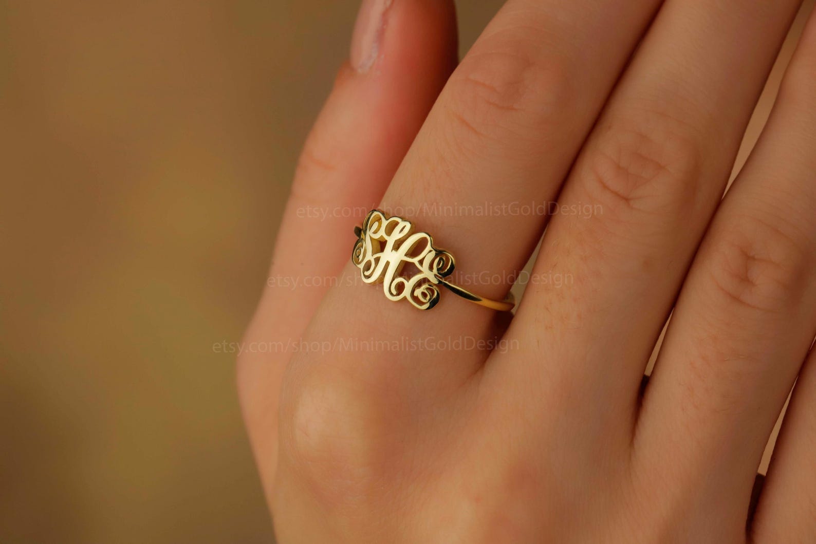 18K Gold Filled Monogram Ring: Personalized Initial Ring - Etsy