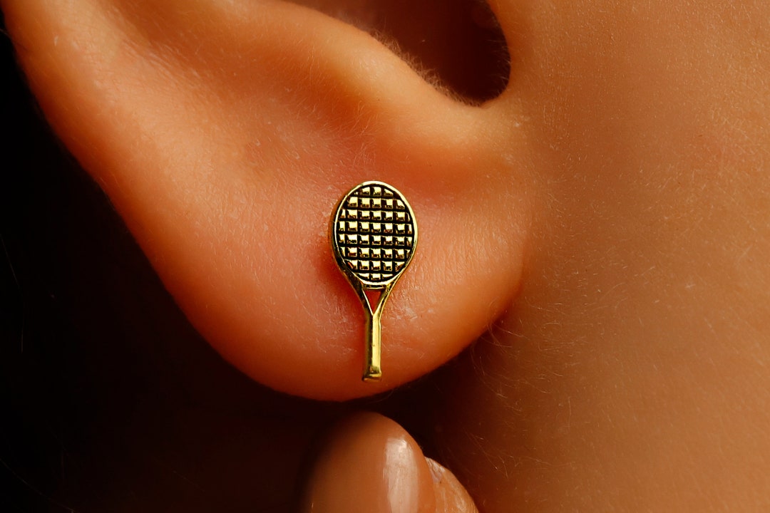 Dainty 14K Gold Filled Tennis Racket Stud Earrings - Etsy