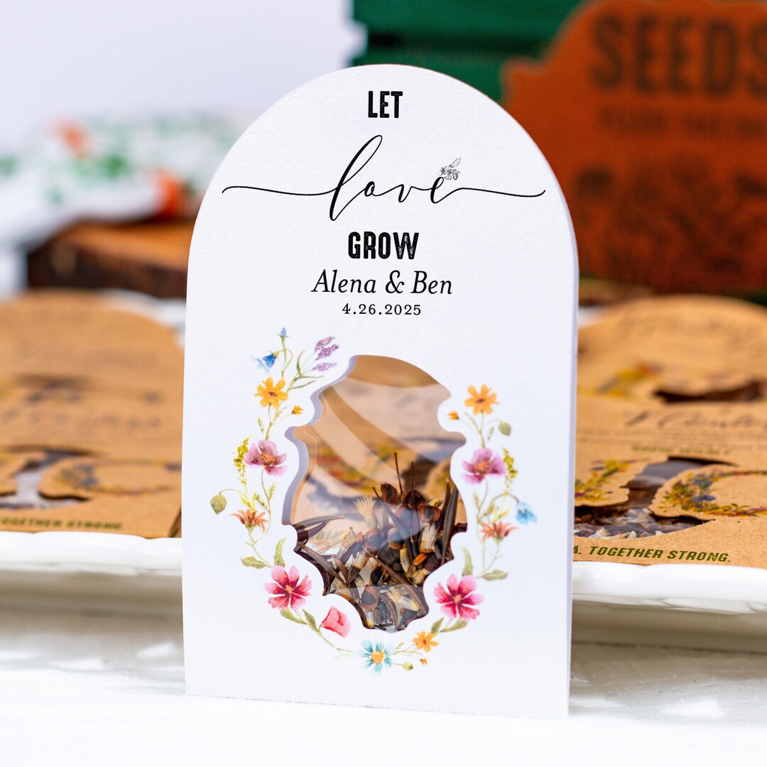 SEED PACKET FAVORS Let Love Grow Wedding Wildflowers Personalized Eco ...