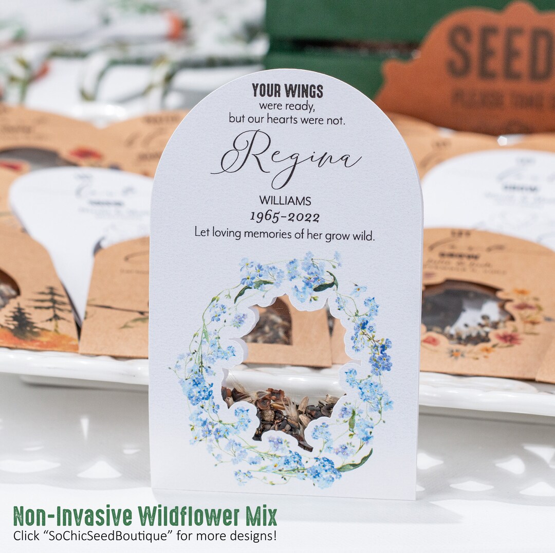MEMORIAL SEED PACKET Favors Wildflowers Funeral Service Celebration of ...