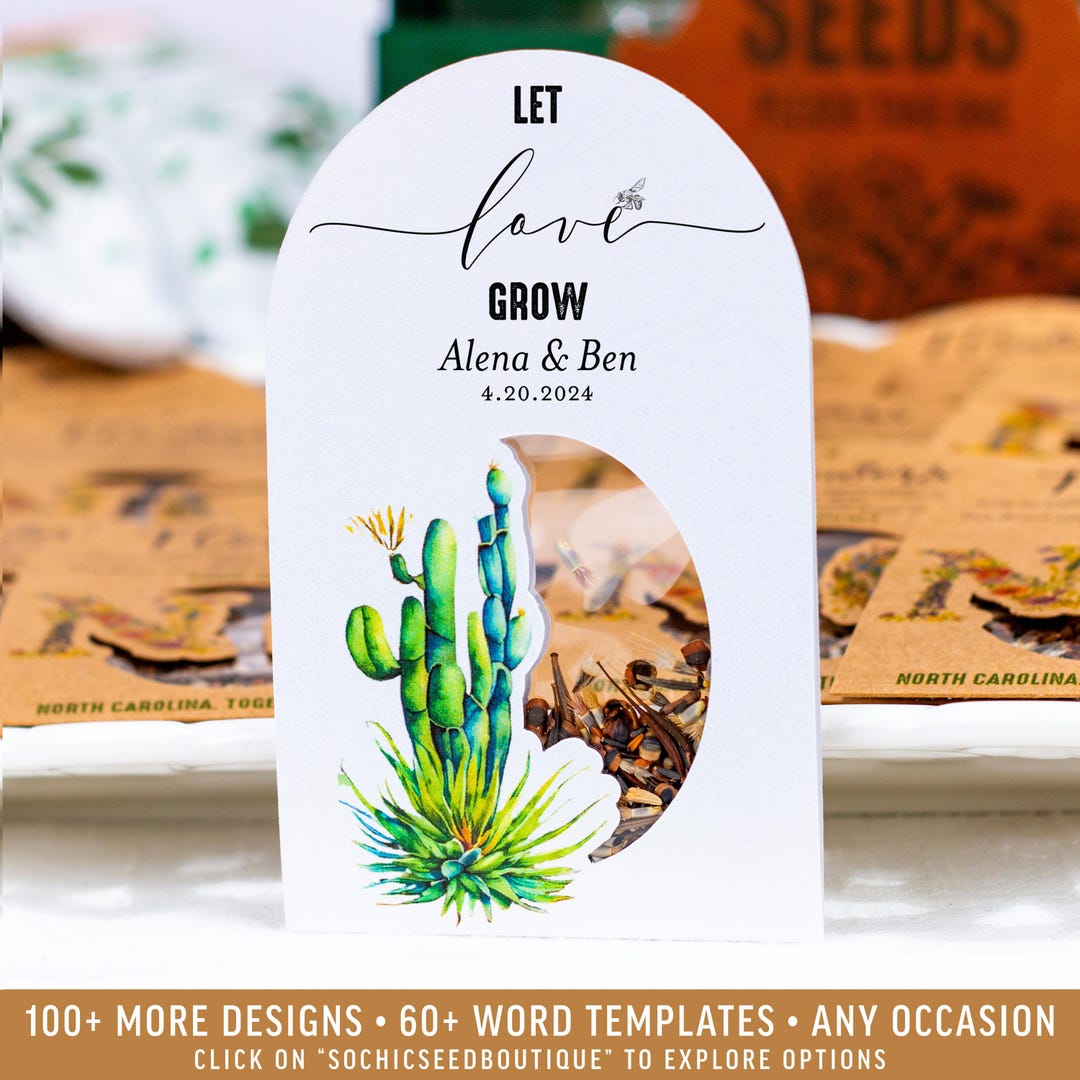 SEED PACKET FAVORS • Let Love Grow • Wildflowers and Cactus Wedding ...