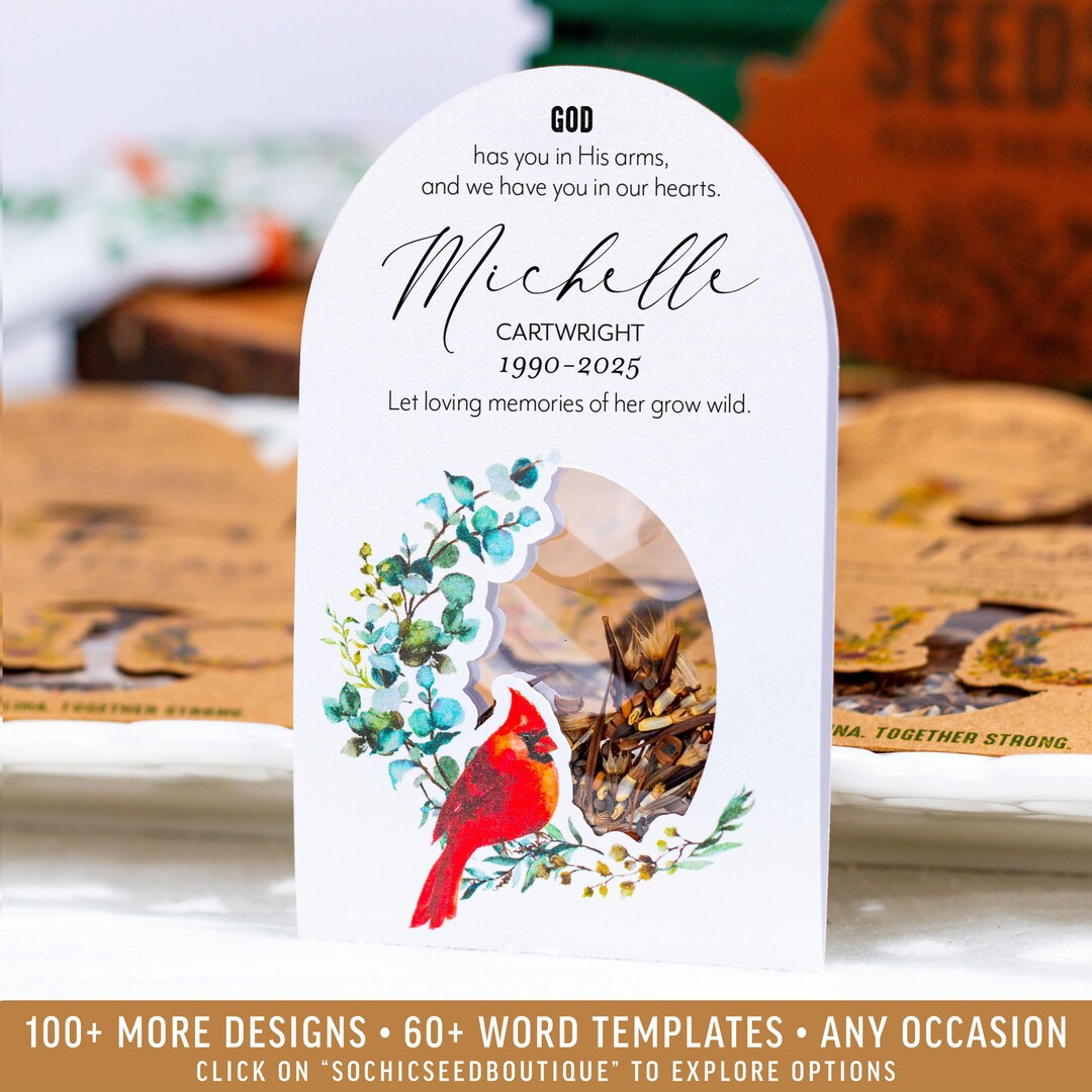 MEMORIAL SEED PACKET Favors • Wildflowers • Funeral Service ...
