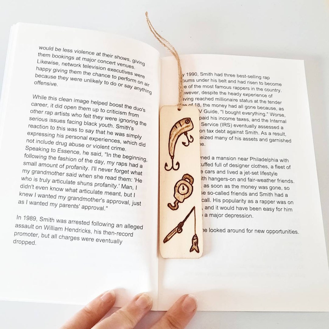 Fisherman Gifts Wooden Bookmark, Fly Fishing Bookmarks for Men, Father ...