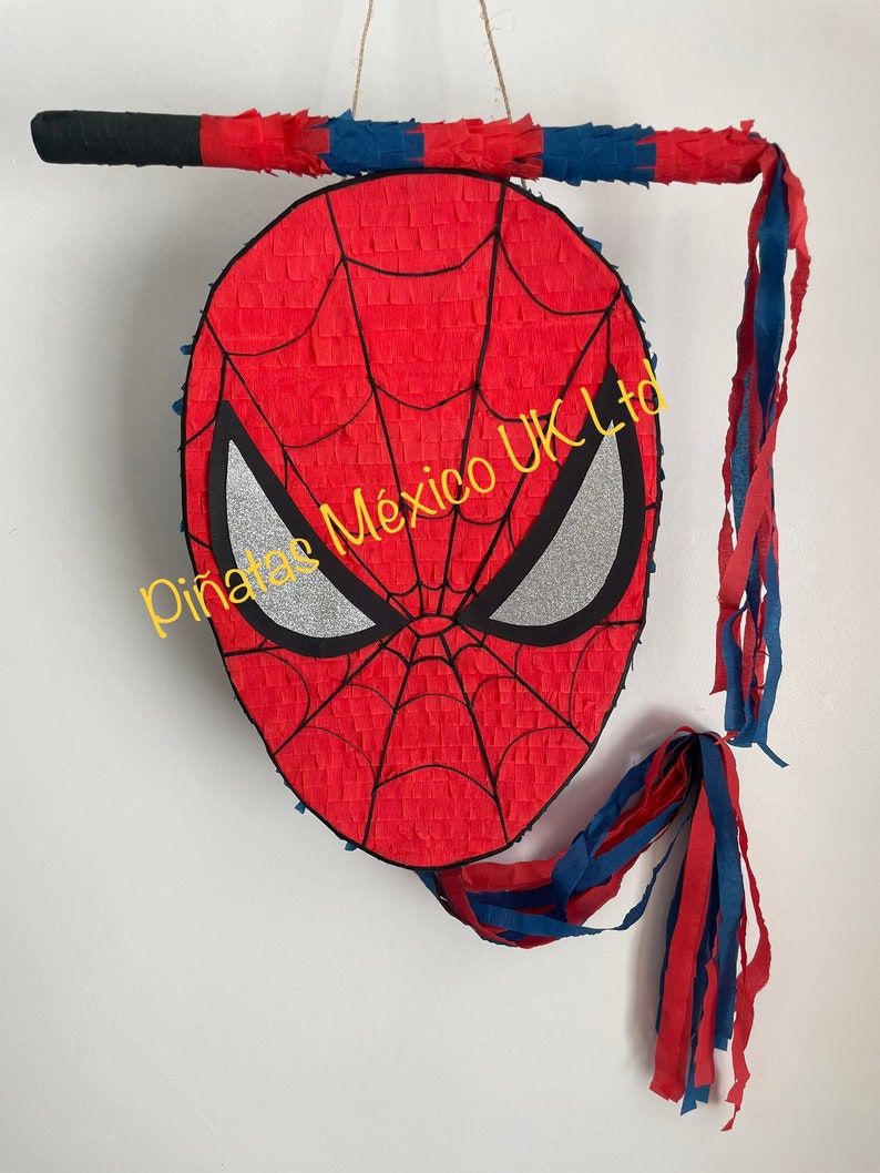 Piñata con cabeza de Spiderman, cara de superhéroe, Spider Pull String ...
