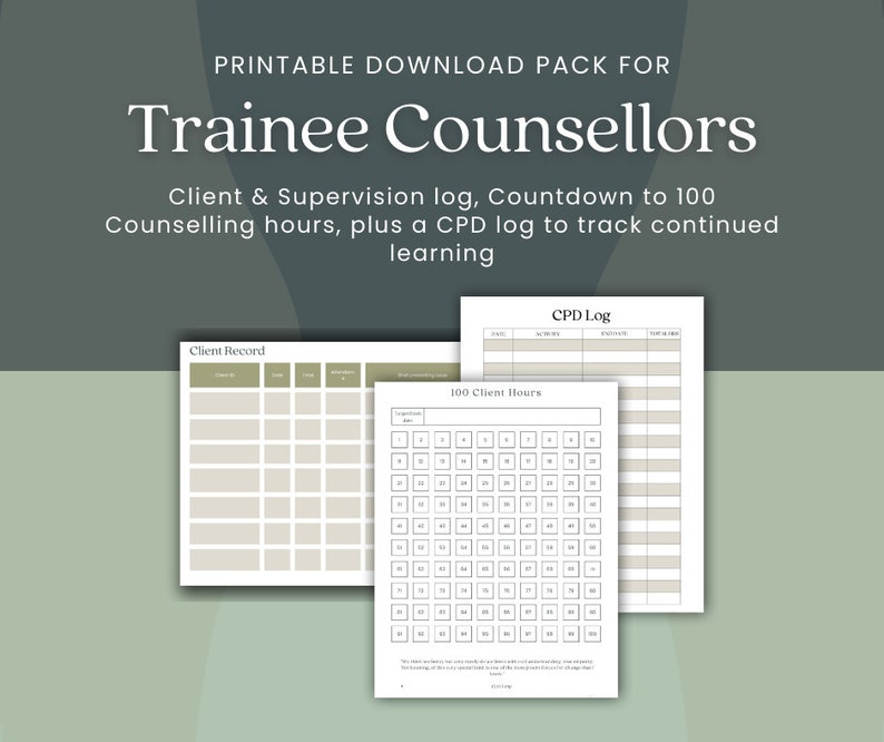 Trainee Counsellors Digital Download Student Printable CPD Log Client ...