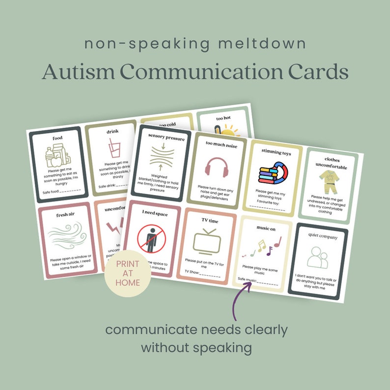 Autistic Communication Cards Printable Meltdown Communication Cards ...