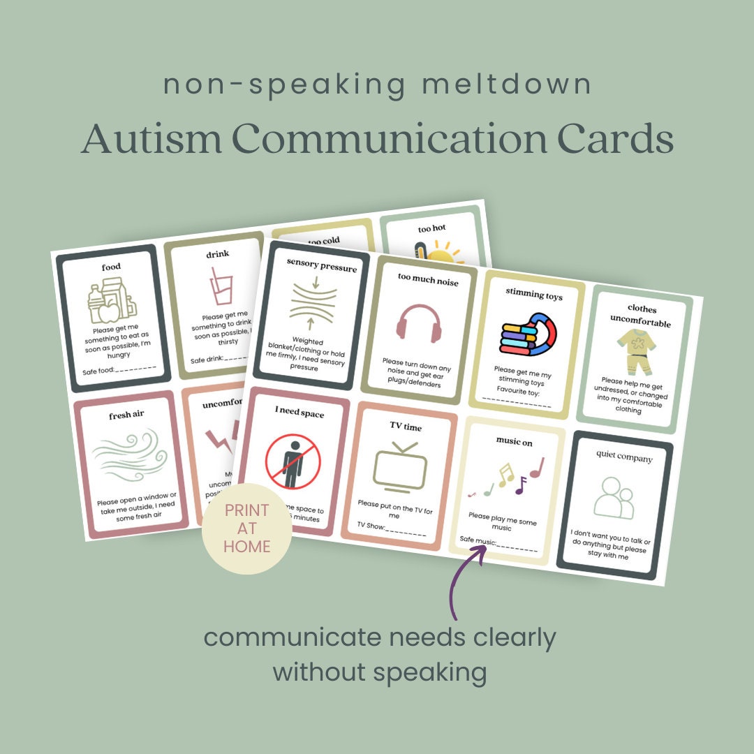 Autistic Communication Cards Printable Meltdown Communication Cards ...
