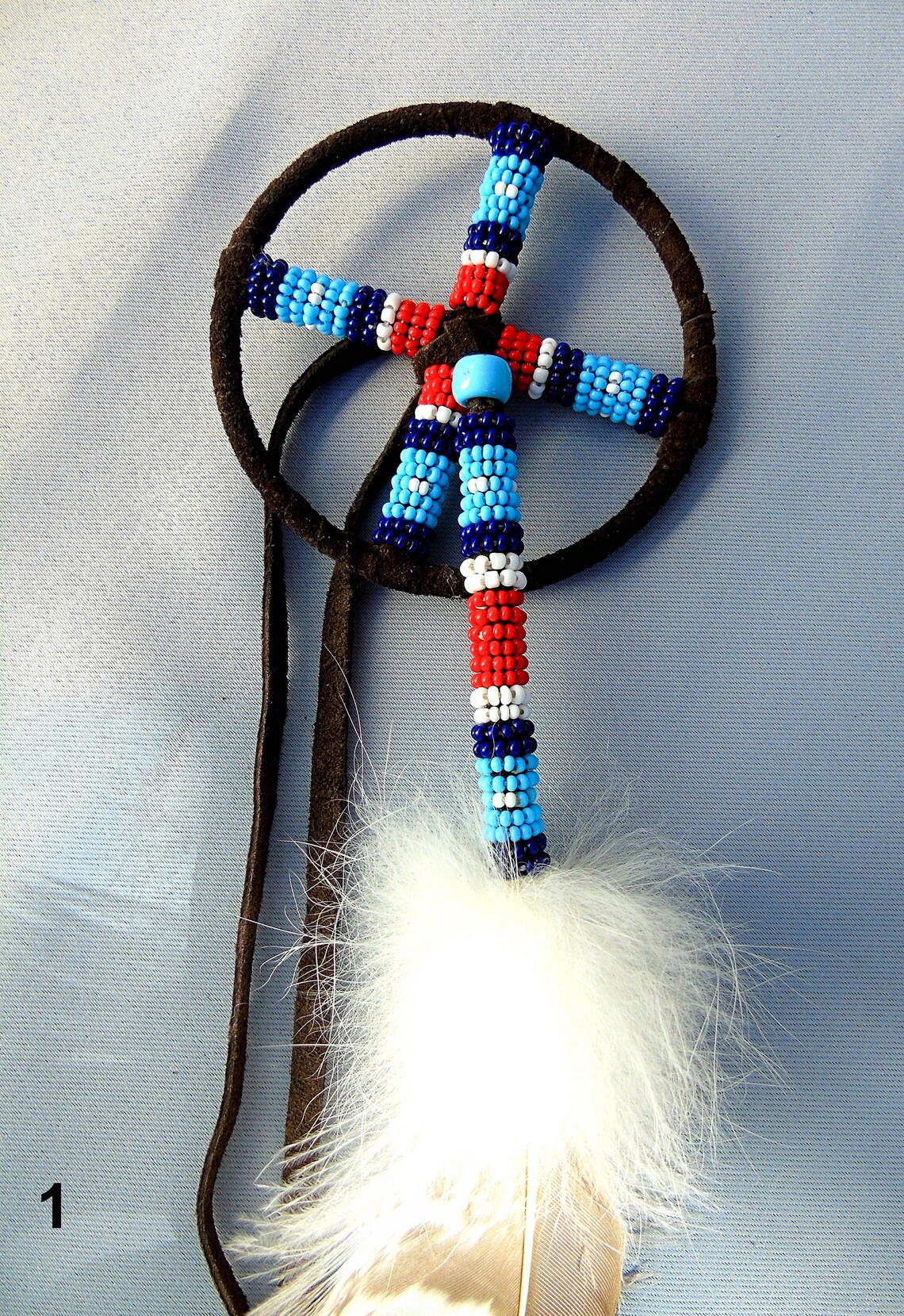 Medicine Wheel With Feather Beaded Great Plains American Etsy
