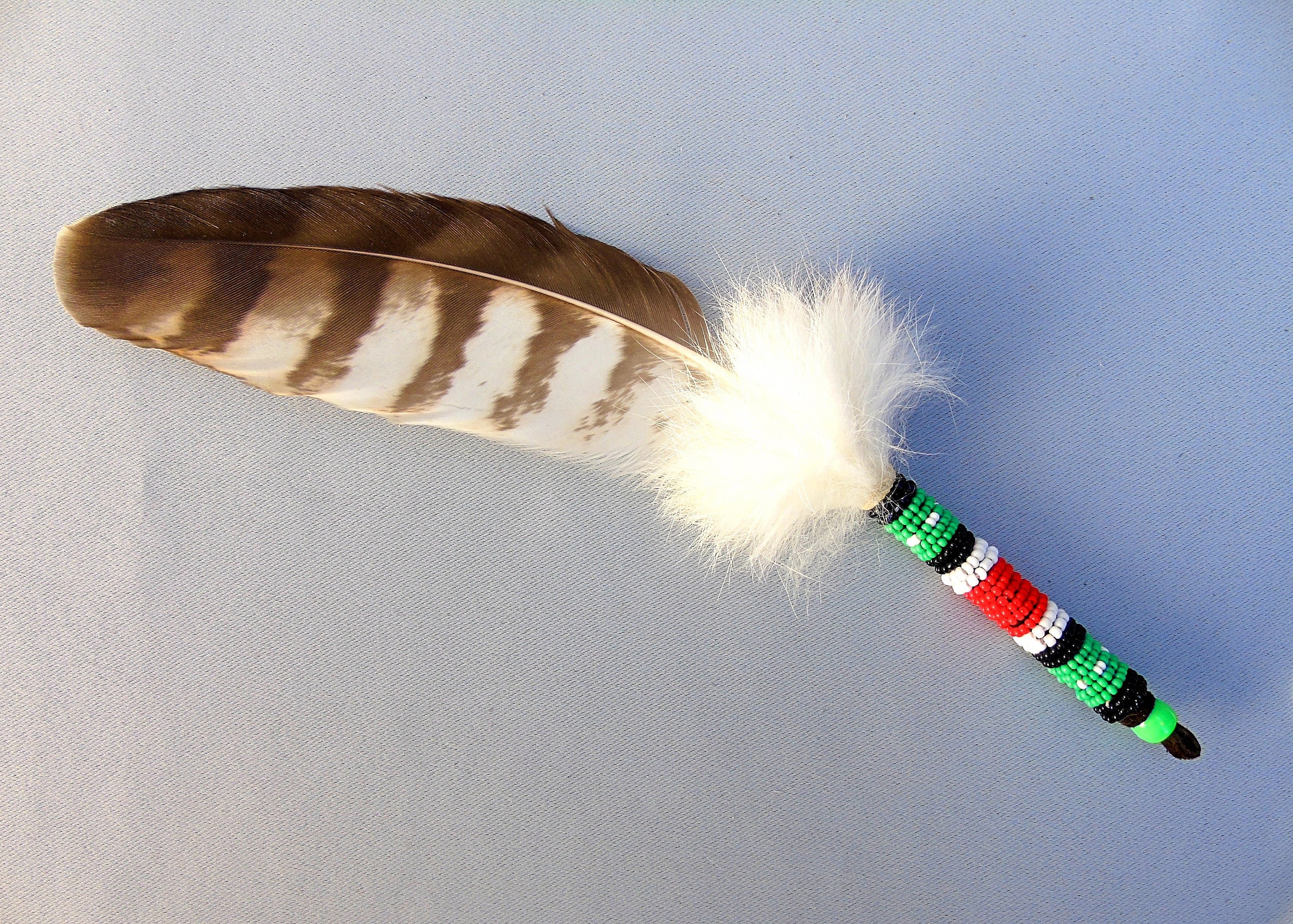 Buzzard Smudge Prayer Beaded Feather North America Great Plains Indian Style Pow Wow Dance ...