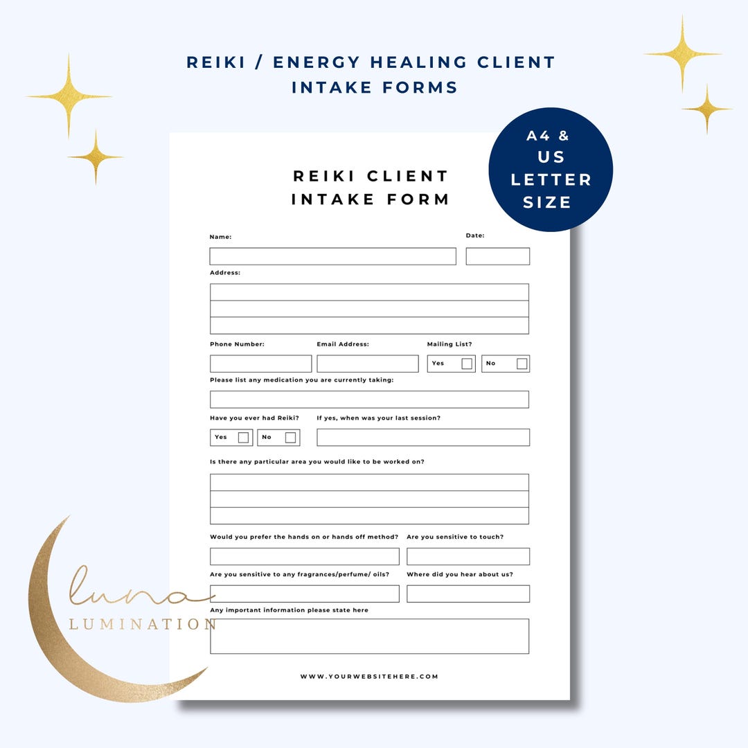 Reiki Client Intake Form Canva Template. Energy Healing Consent Form ...
