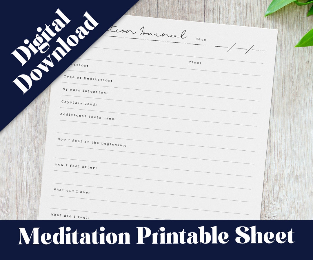 Meditation Journal Printable Pages Daily Planner Digital - Etsy