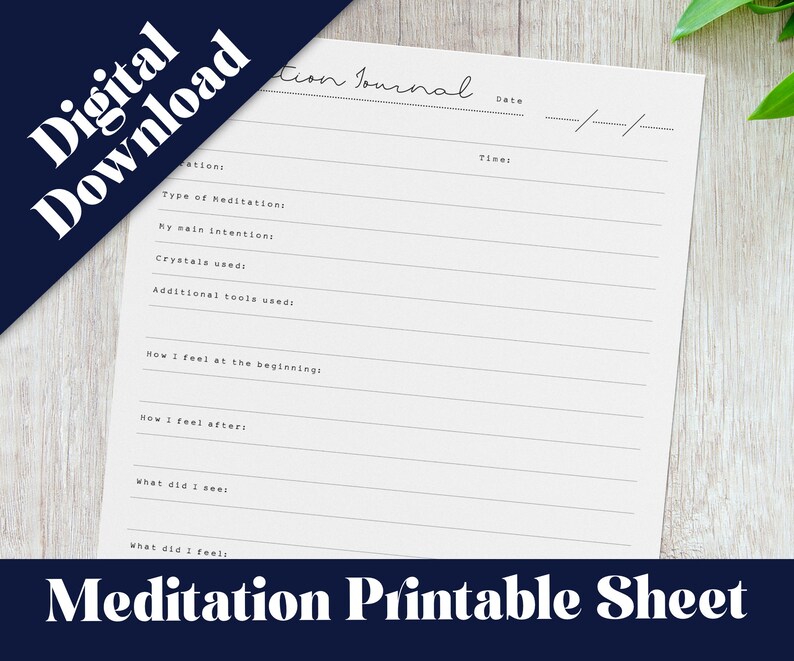 Meditation Journal Printable Pages, Daily Planner Digital Print Out ...