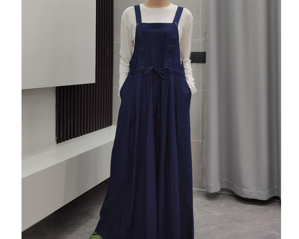 Women's Overalls, Loose Casual Overalls With Pocket, Elastic Waist Tie ...