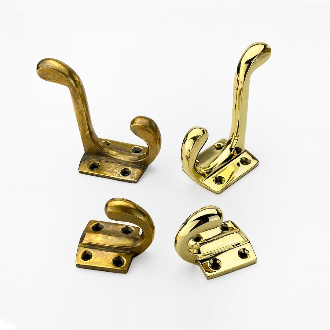 Antique Unlacquered Brass Hooks - Etsy