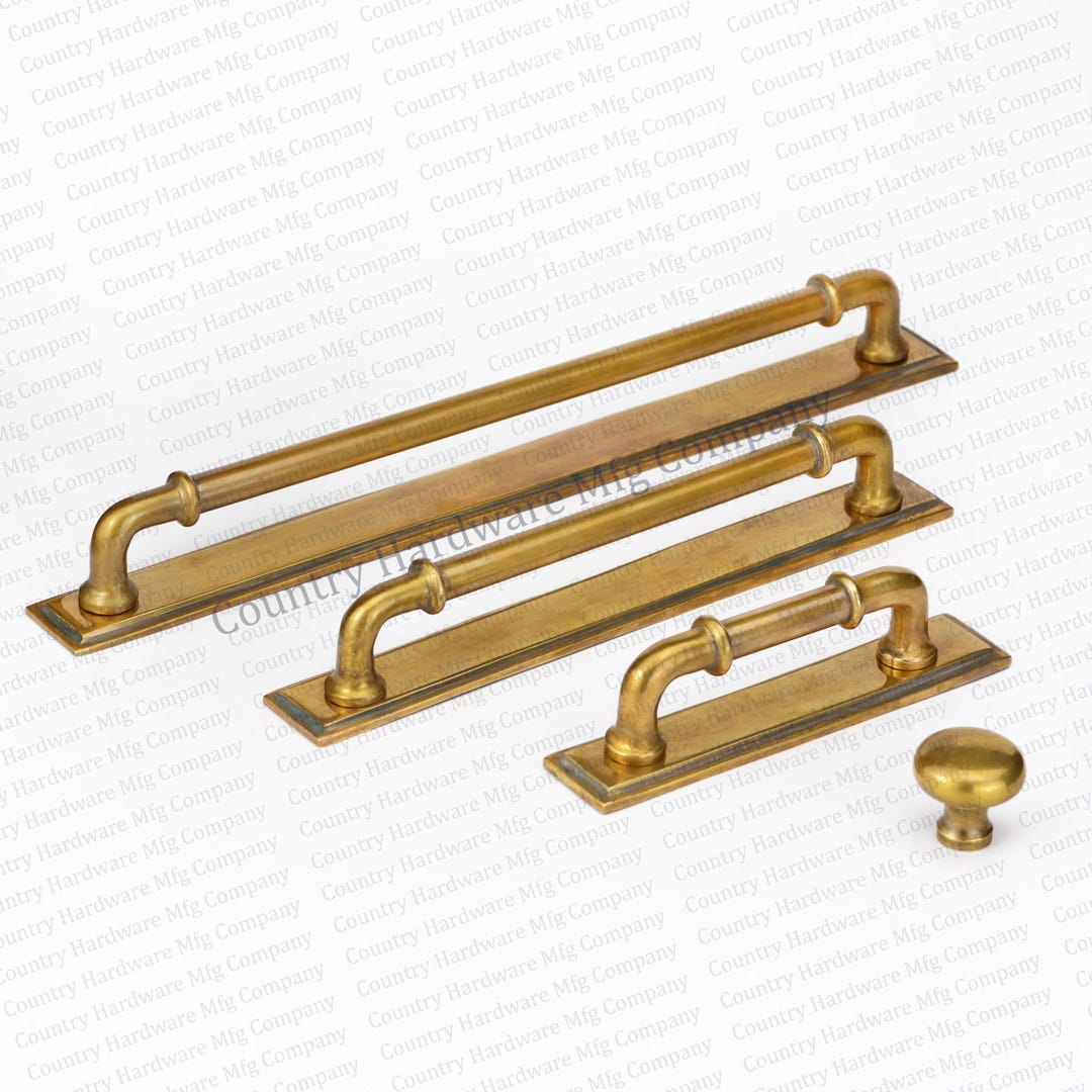 Antique Brass Edge Pulls With Bevel Backplate Unlacquered - Etsy