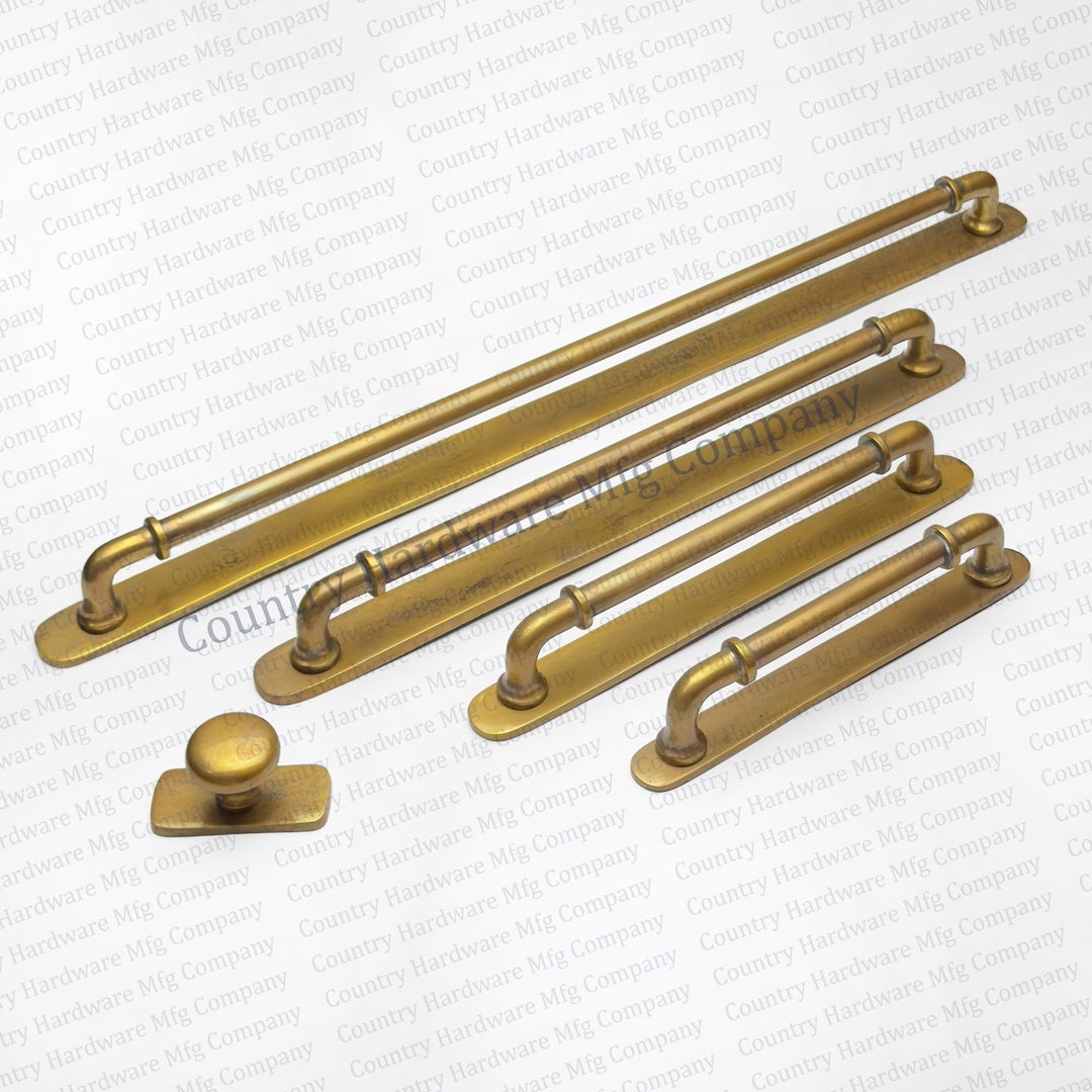 Unlacquered Antique Brass Edge Pulls With Backplate - Etsy