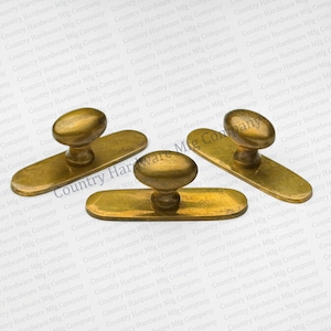 Unlacquered Solid Brass Oval Knob With Backplate - Antique Hardware - Etsy