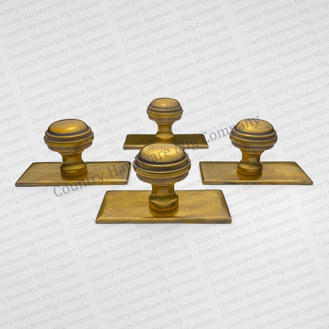 Antique Cabinet Knob With Backplate Unlacquered Solid Brass Knobs and Pulls Vintage Hardware ...